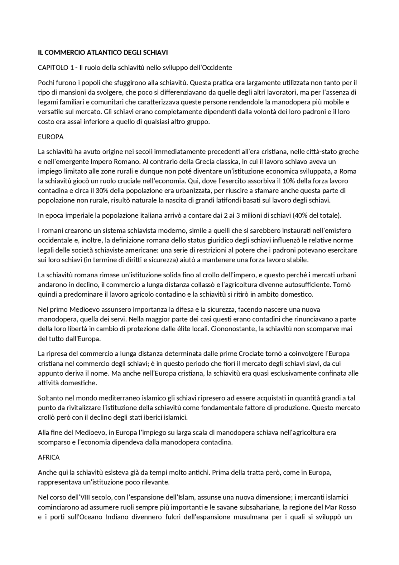 Il Commercio Atlantico Degli Schiavi Riassunto Docsity