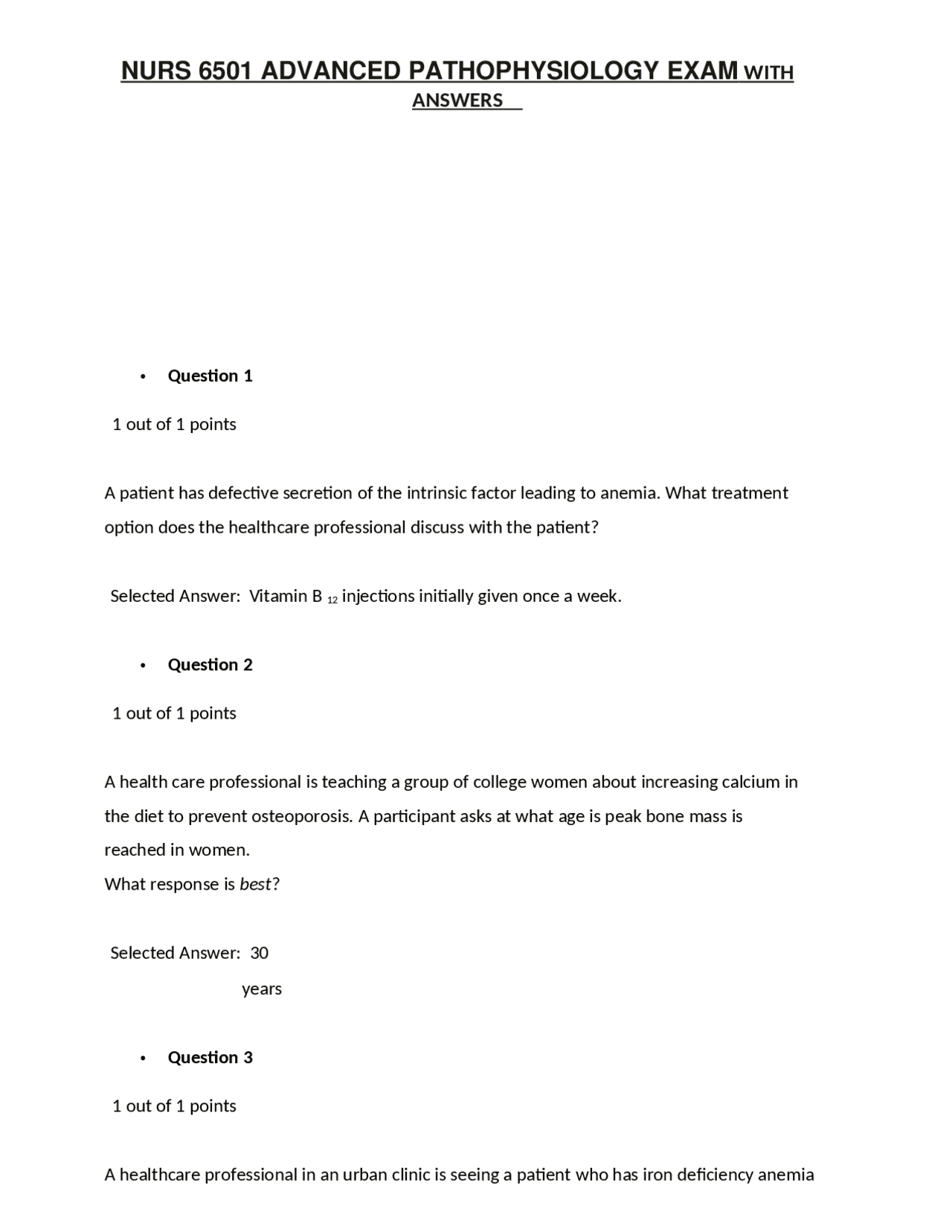NURS 6501 ADVANCED PATHOPHYSIOLOGY EXAM WITH ANSWERS | Exams Nursing ...