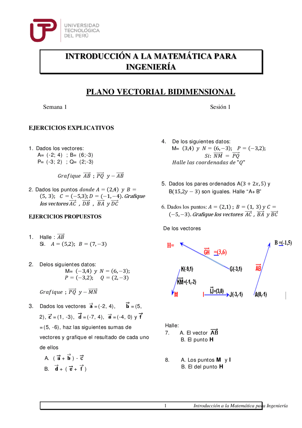 S03.s1-Resolver ejercicios.Vectores | Résumés de Mathématiques | Docsity