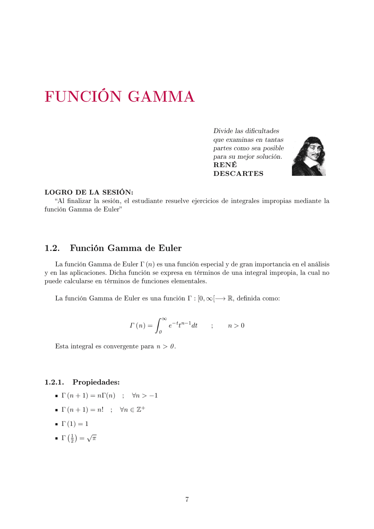 Función Gamma _ Teoría y ejercicios - Docsity
