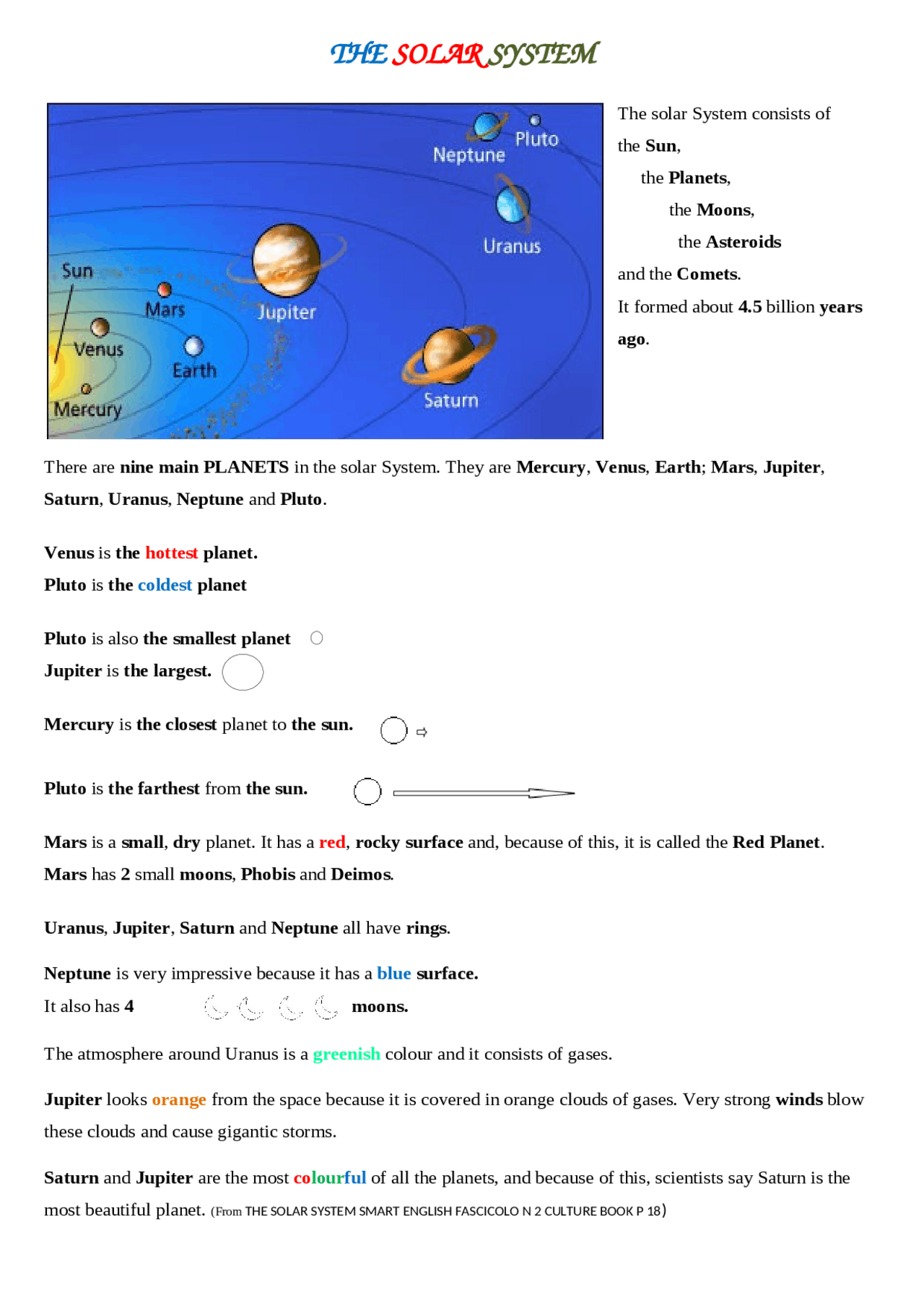 The Solar System Spunto Tesina 3º Media Docsity