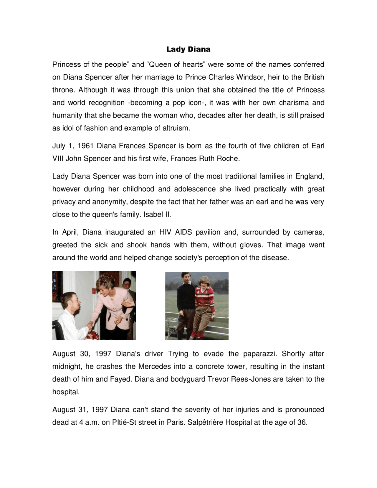 Historia De Lady Di Docsity