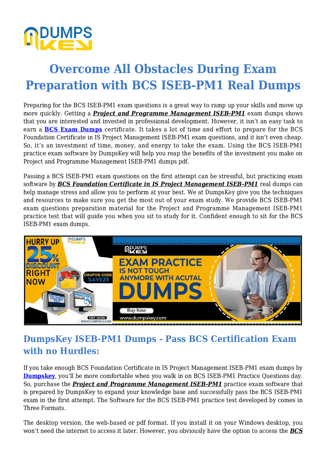 Current BCS ISEB-PM1 Dumps to Help You Pass the Exam [2022] - Docsity