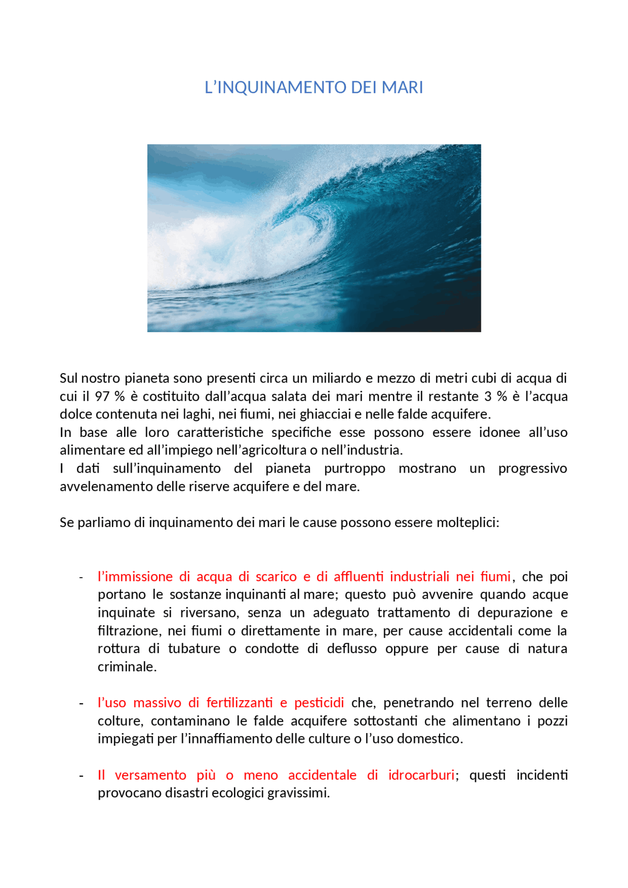 Inquinamento Dei Mari Docsity