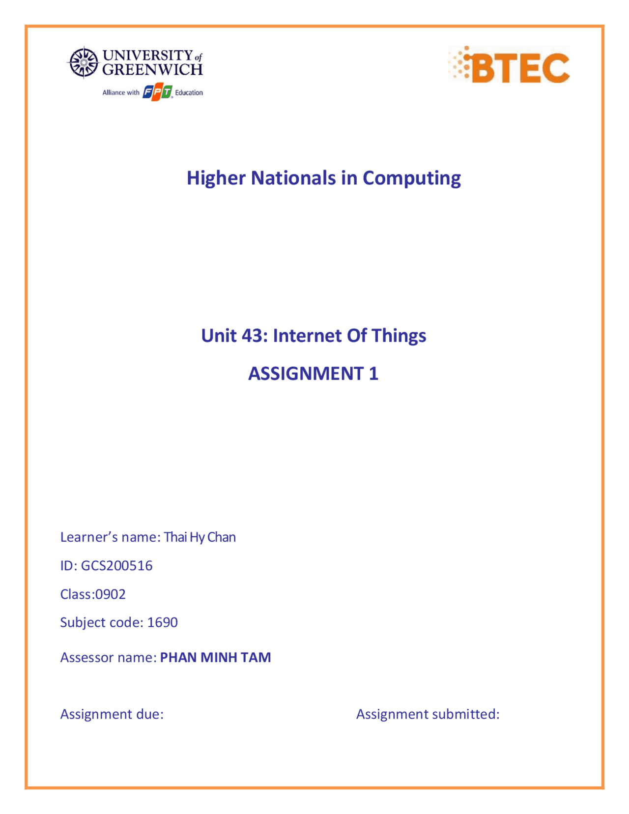 1690_GCS200516_ThaiHyChan_Assignment1.pdf | Essays (university) Computer Science - Docsity