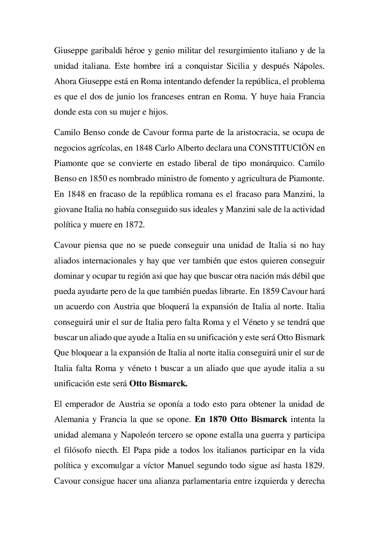 Introducción a la biografía de Camilo Benso y Giuseppe Garibaldi | Appunti di Storia dell'Italia ...