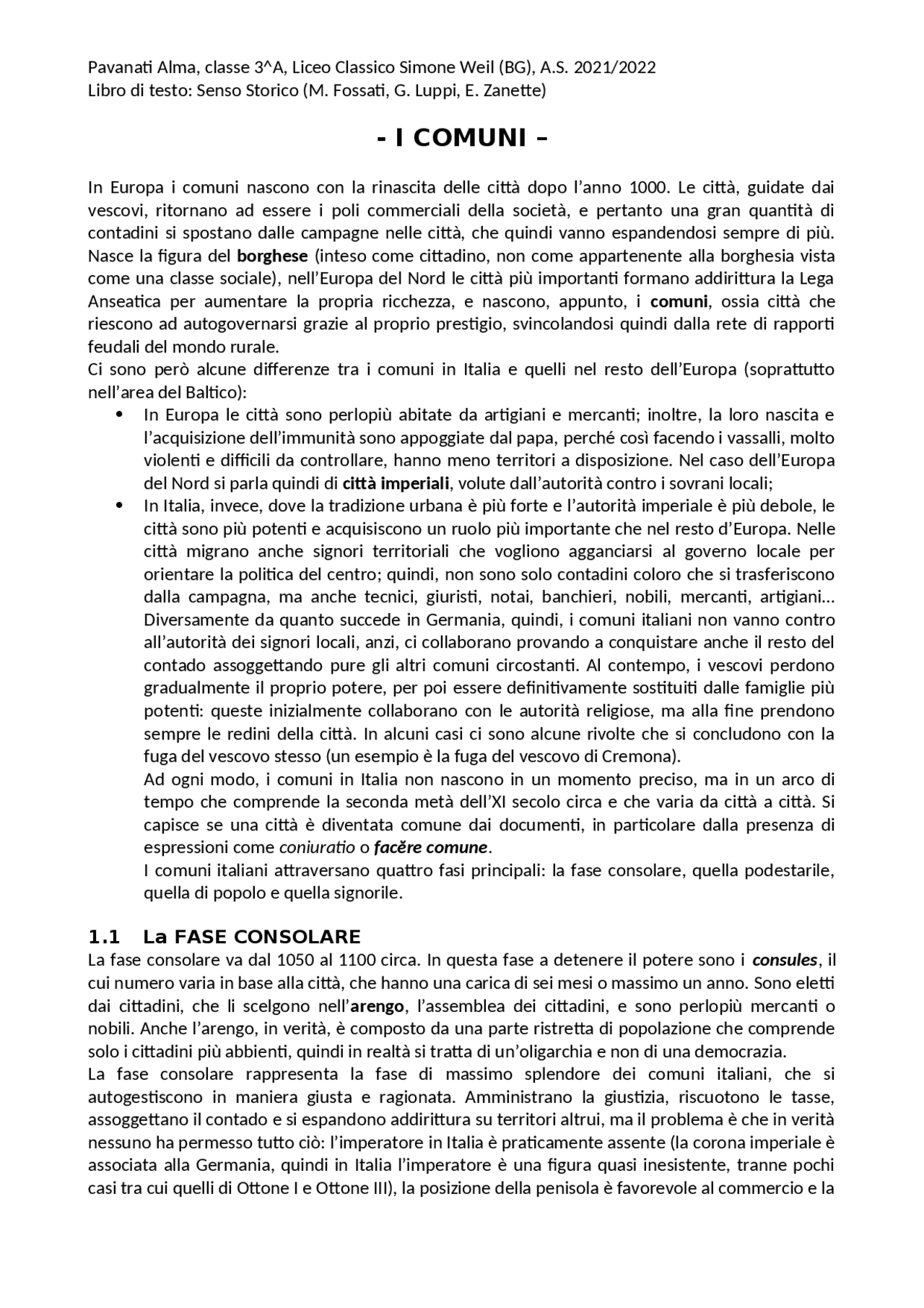 La Nascita Dei Comuni In Italia Docsity