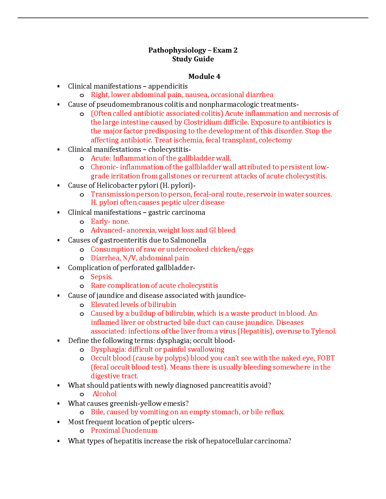 NUR 2063 Essentials of Pathophysiology Exam 2 Study Guide. | Study ...
