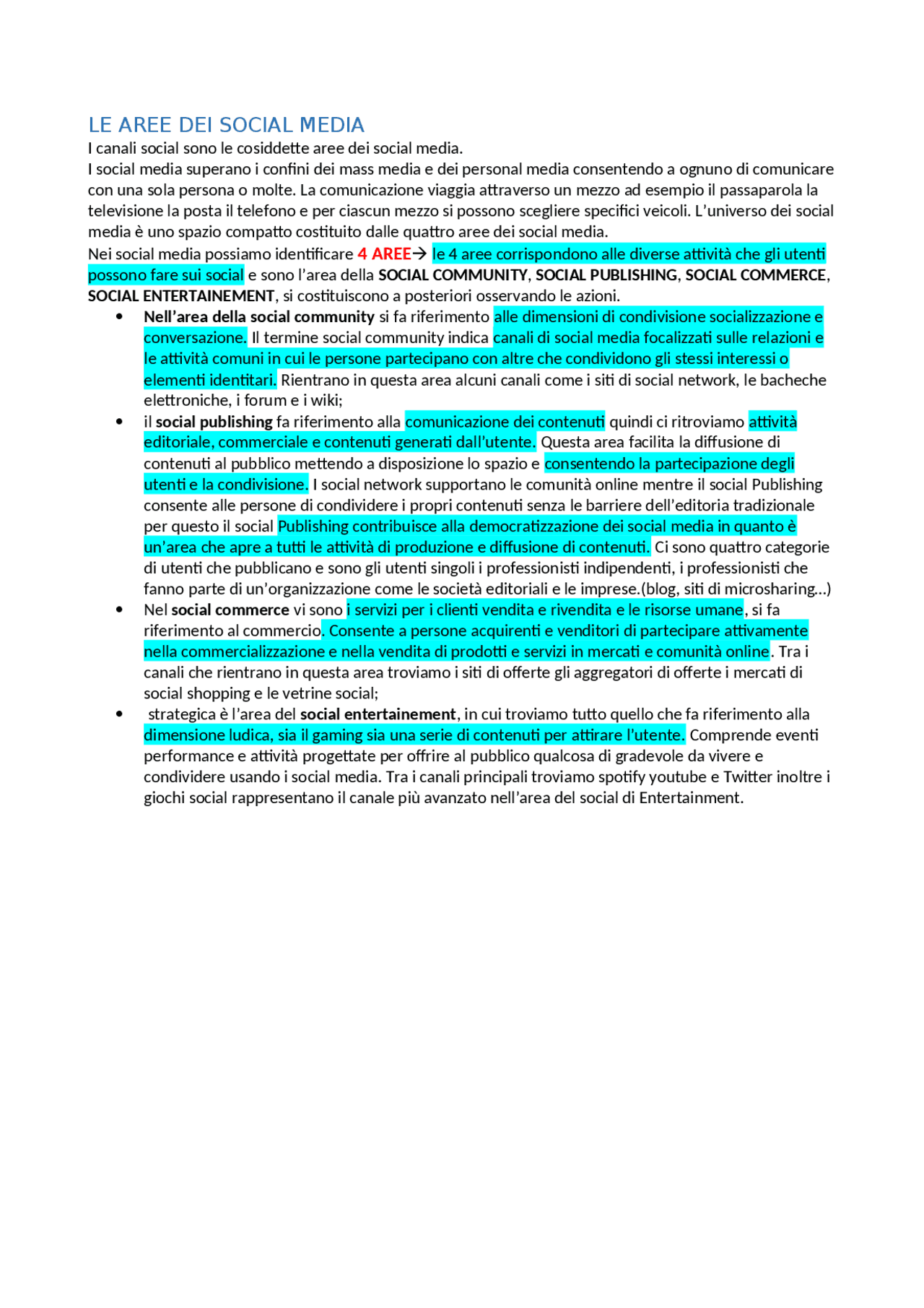 Aree Dei Social Media Docsity