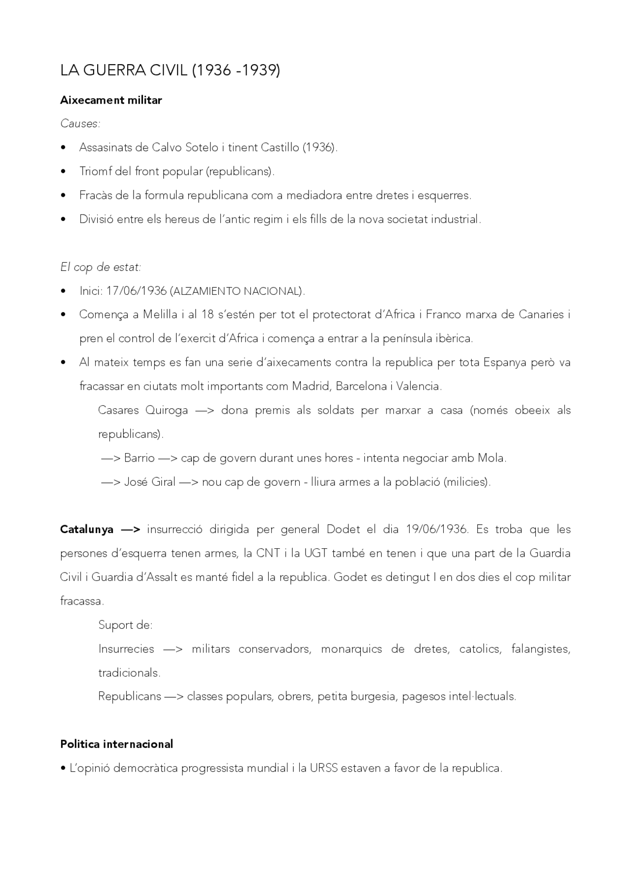 LA GUERRA CIVIL ESPAÑOLA - Docsity