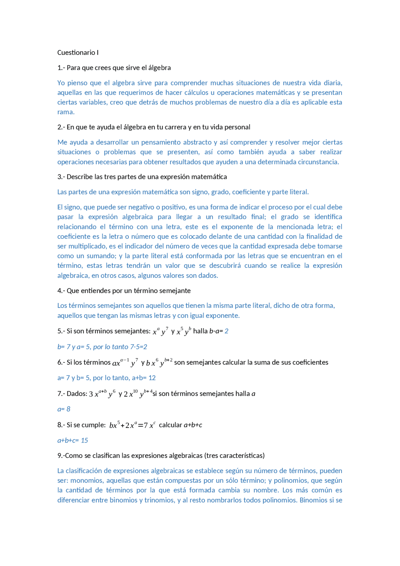 Ejercicios De Álgebra Docsity
