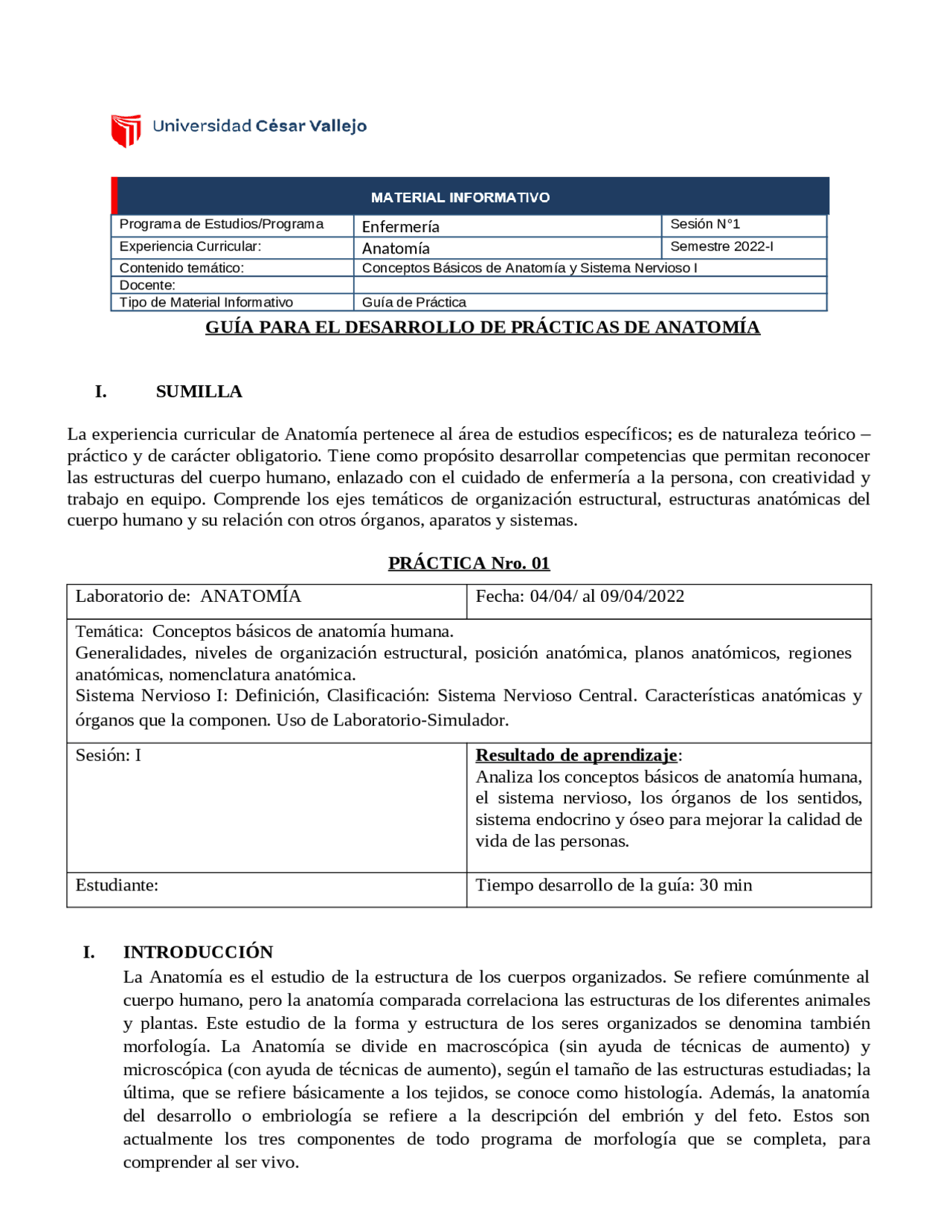 Guía Practica De Anatomía Ejercicios De Anatomía Docsity