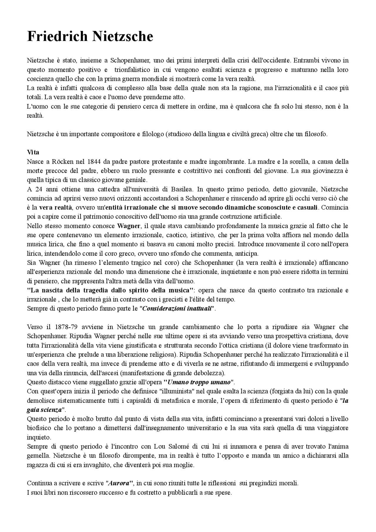 Appunti Su Nietzsche E Freud Docsity