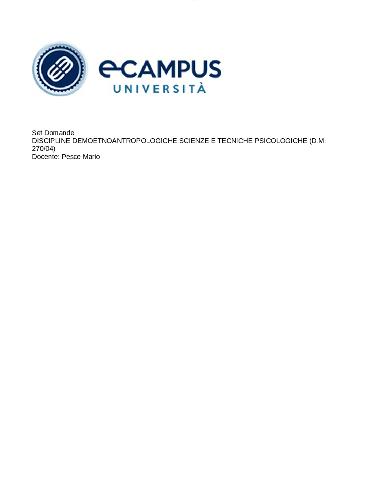 Discipline Demoetnoantropologiche Aperte E Chiusecompleto Docsity