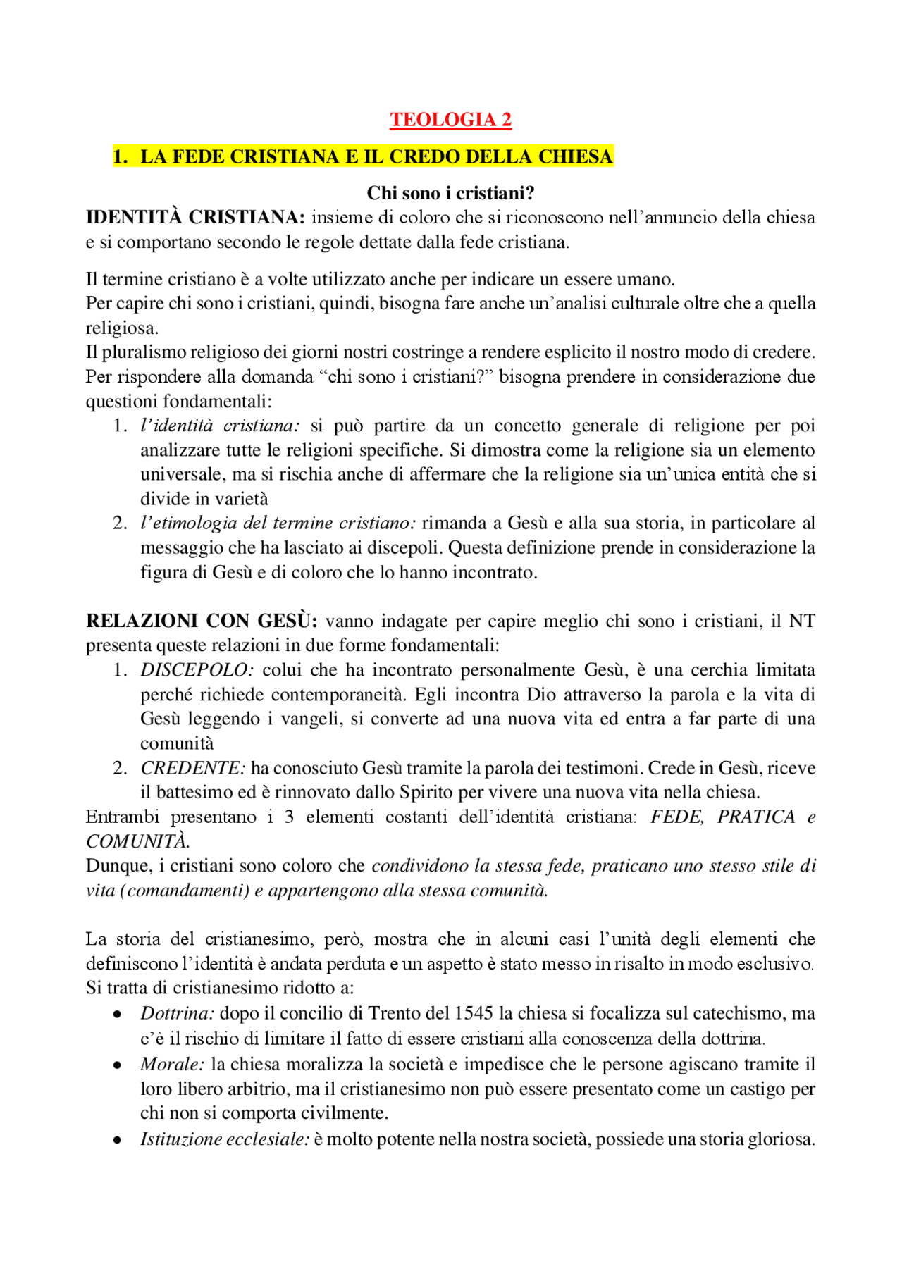 Appunti Completi Teologia Ii Docsity