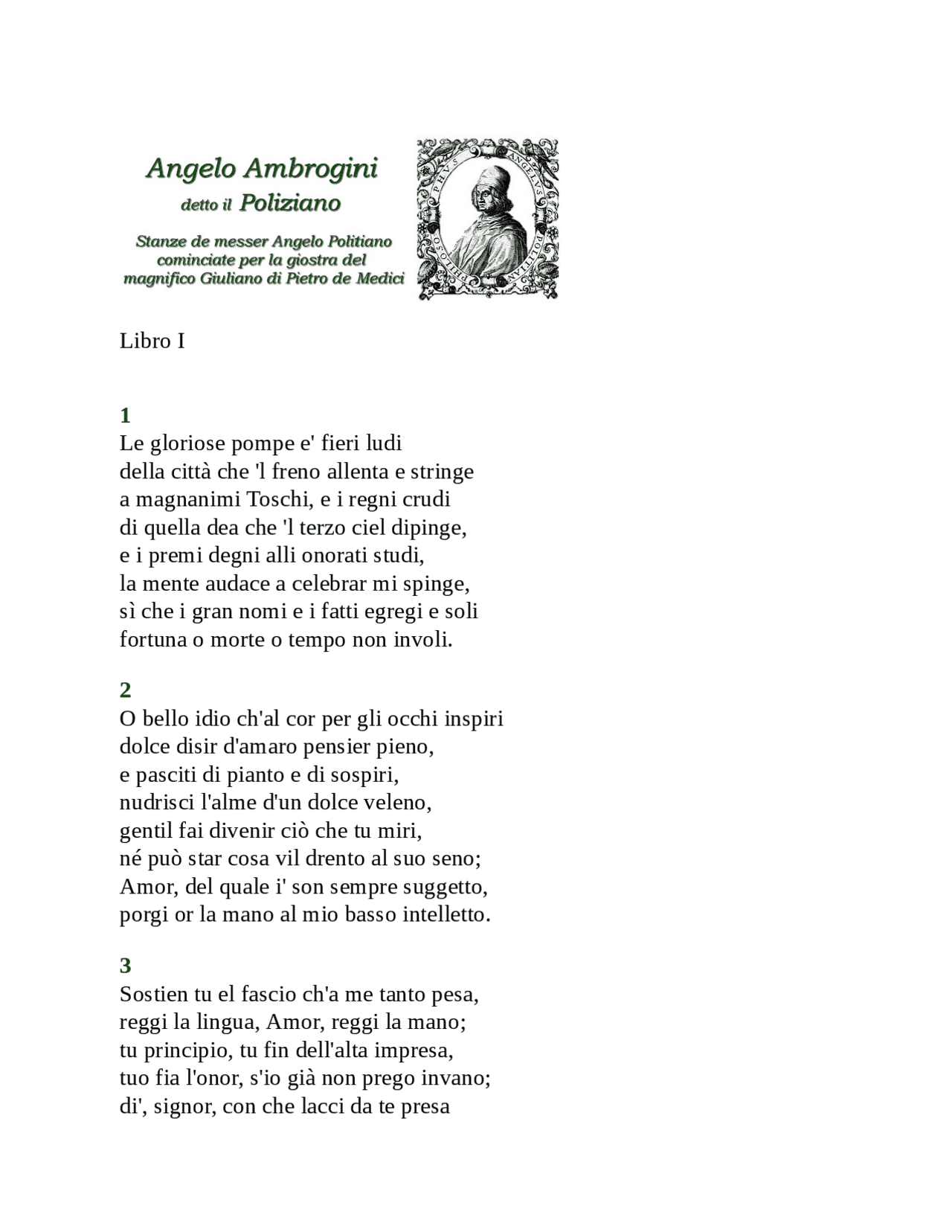 Angelo Poliziano Stanze Docsity