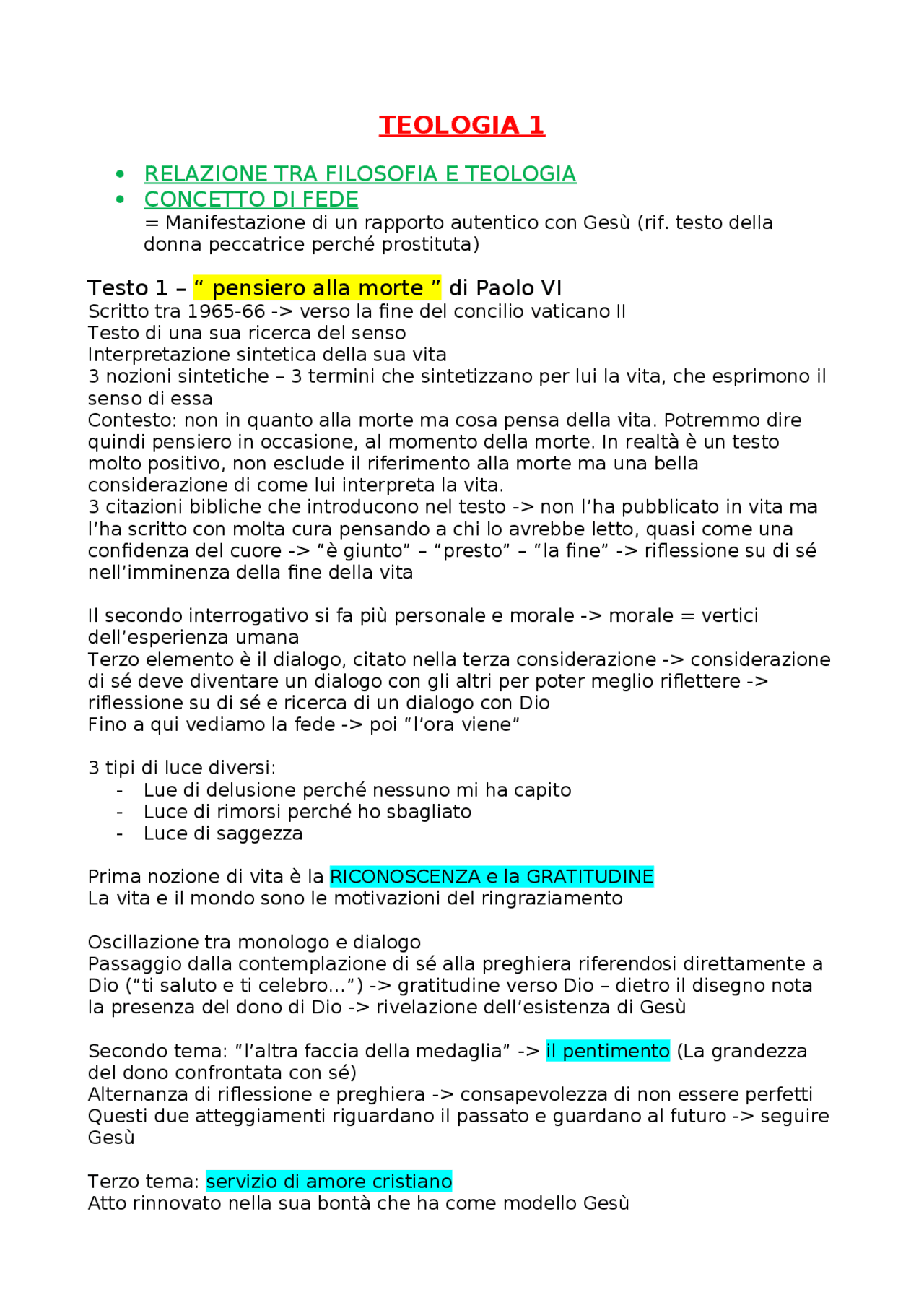 Teologia 2 stercal 2020/2021 esame dad - Docsity