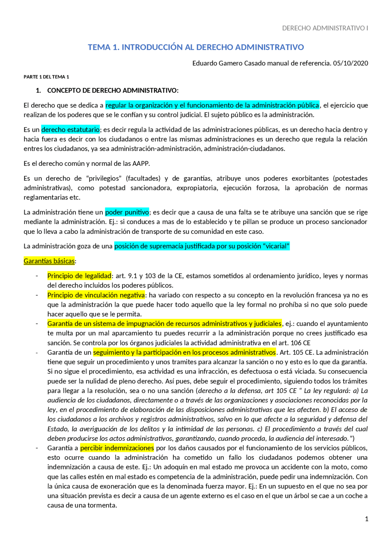 Tema 1. introduccion al dcho admin - Docsity