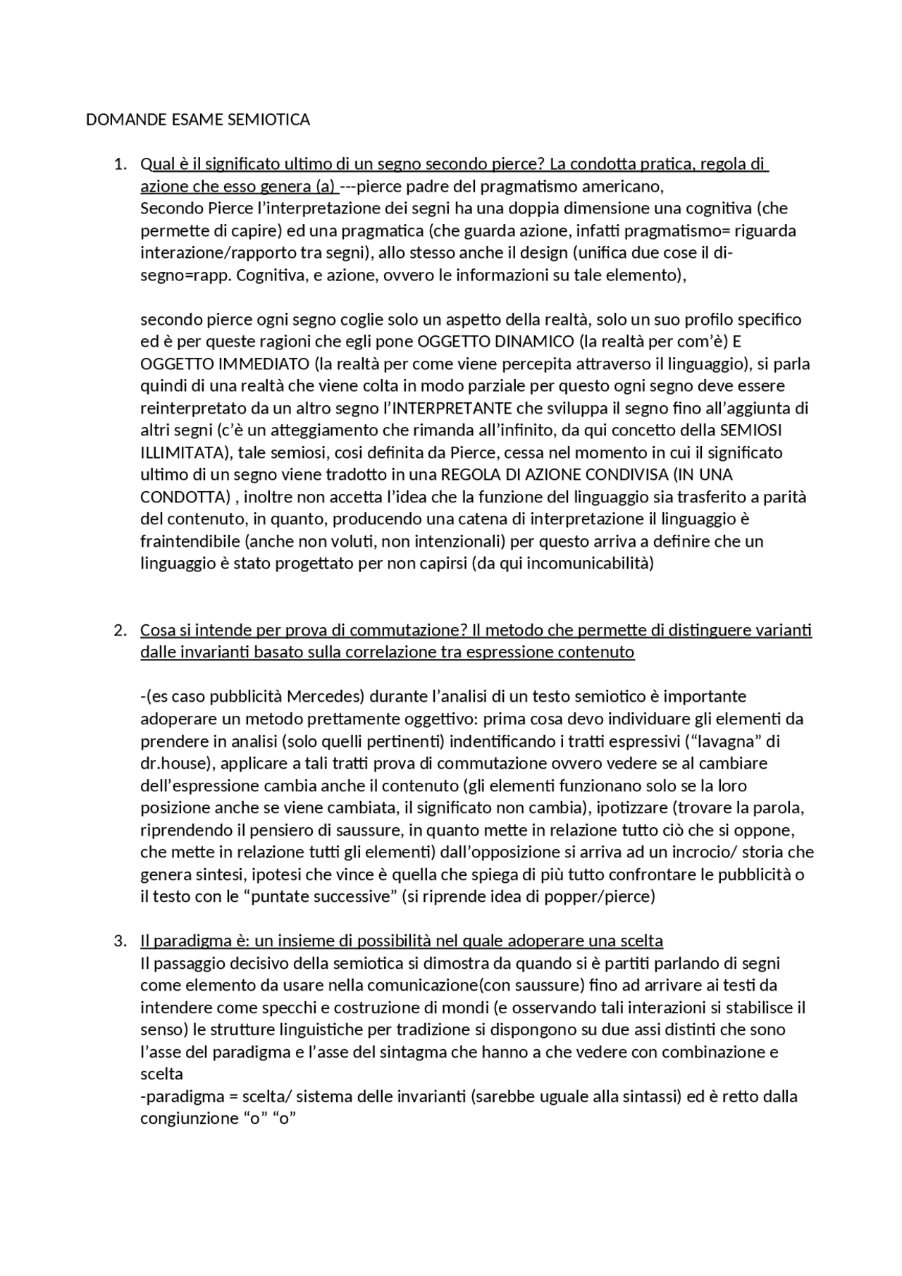 Domande Esame Semiotica Prove Desame Di Semiotica Docsity