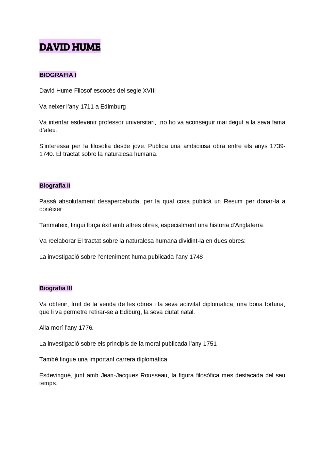 David Hume Apuntes Selectividad Docsity