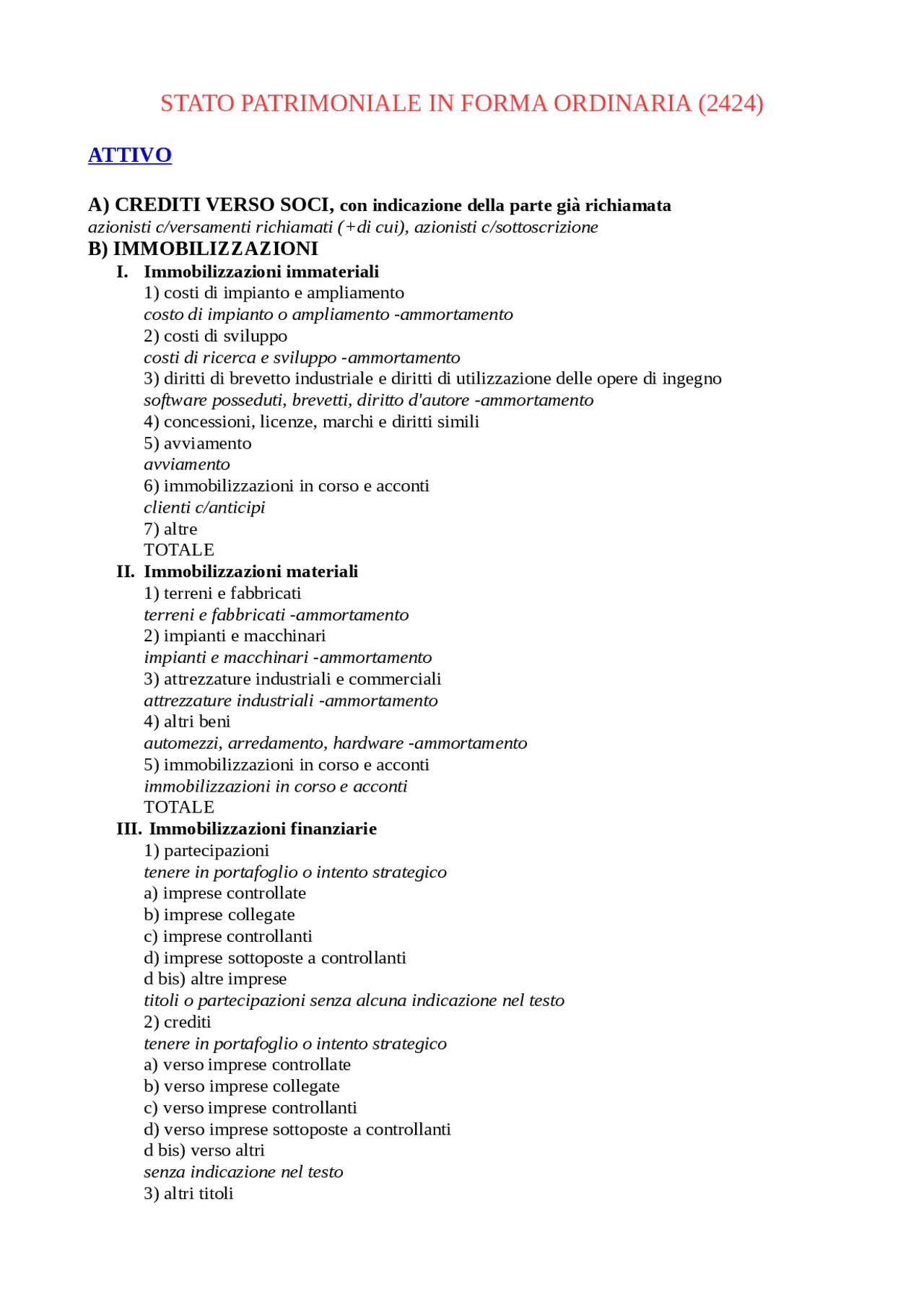 Bilancio civilistico | Schemi e mappe concettuali di Economia aziendale ...