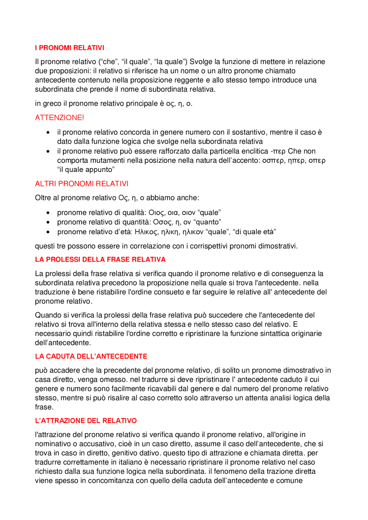 Appunti Di Grammatica Greco Appunti Di Greco Docsity