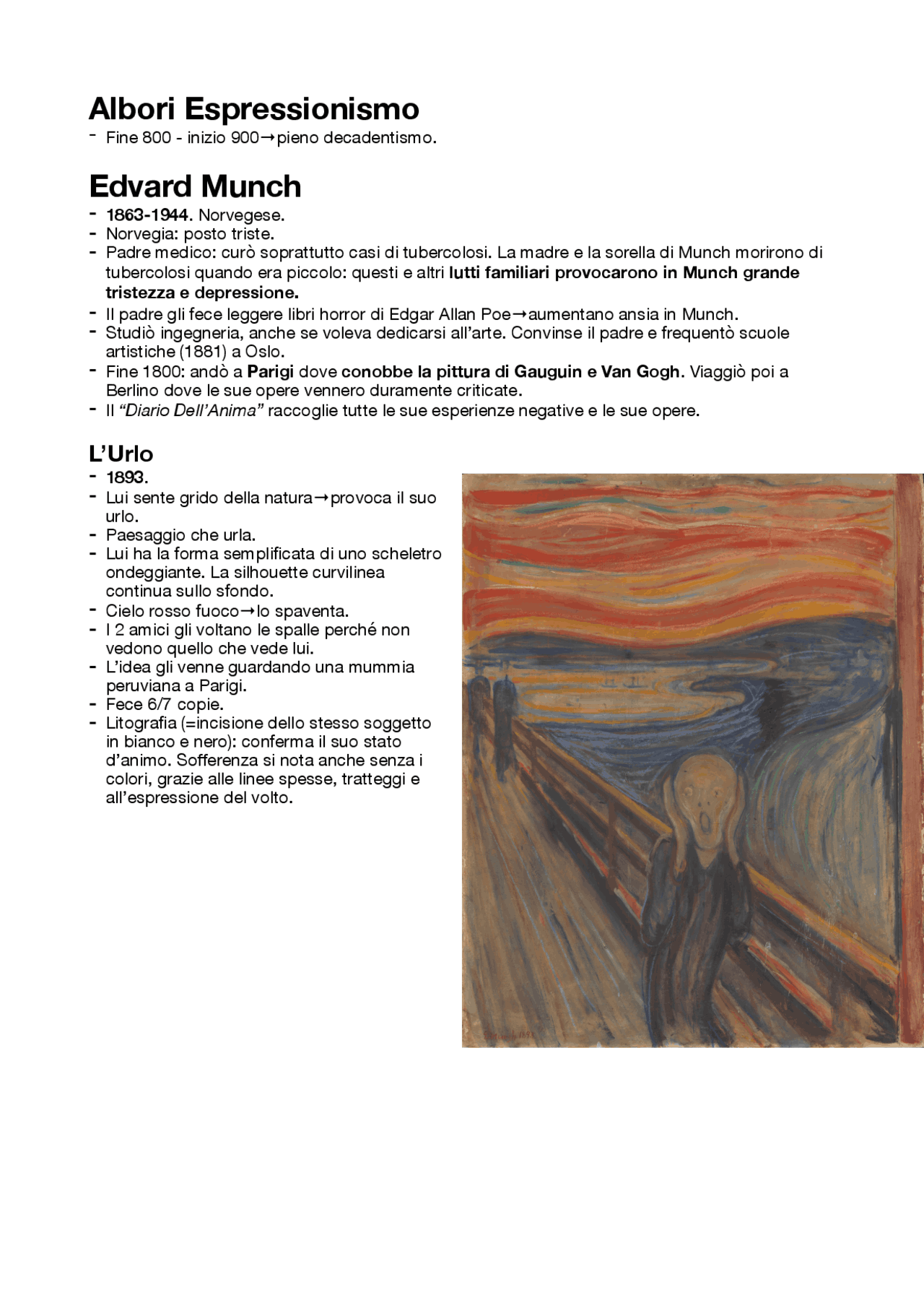 Espressionismo: Munch, Matisse, Kirchner | Appunti di Elementi di storia dell'arte ed ...