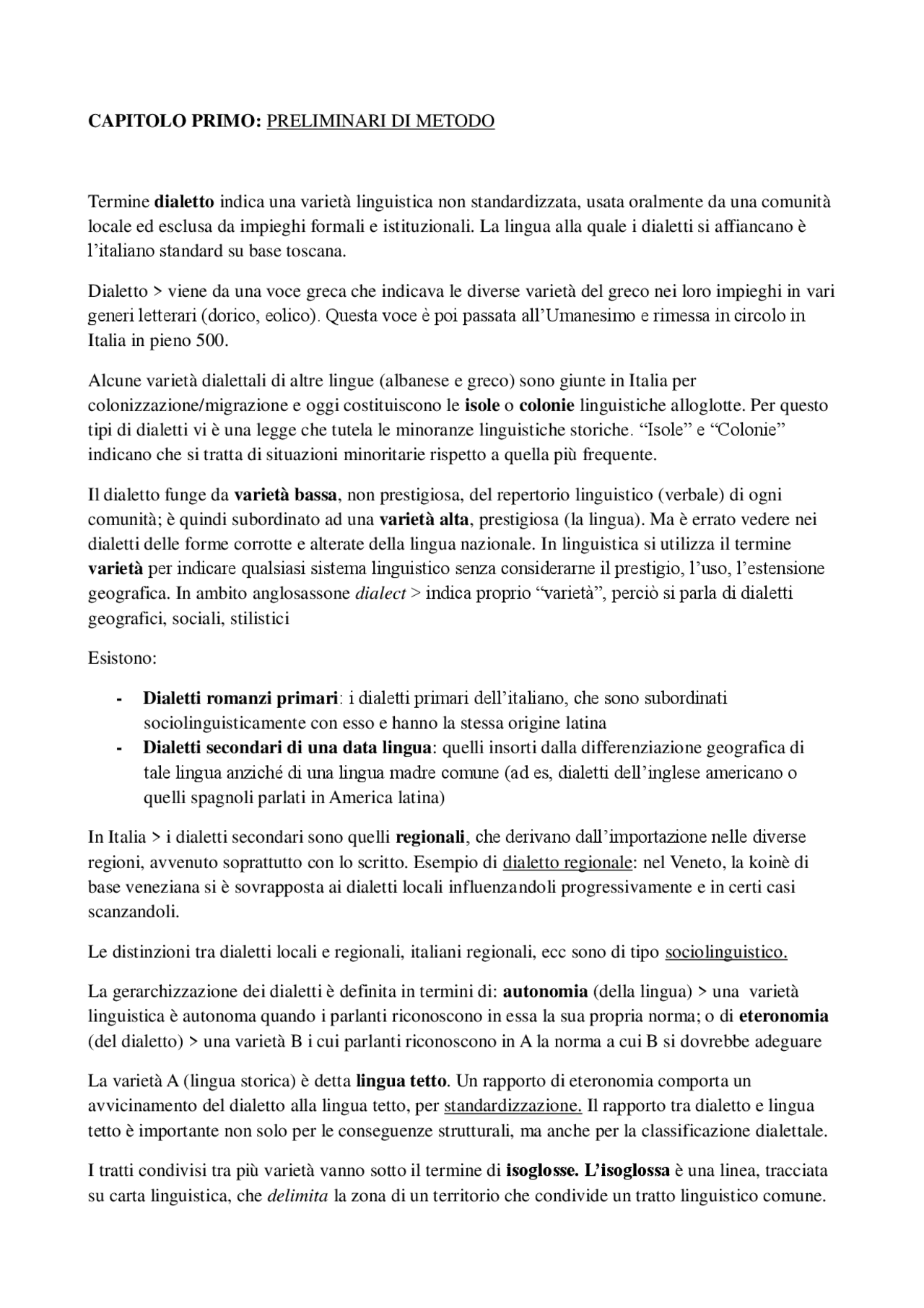 Profilo Linguistico Dei Dialetti Italiani Loporcaro Docsity