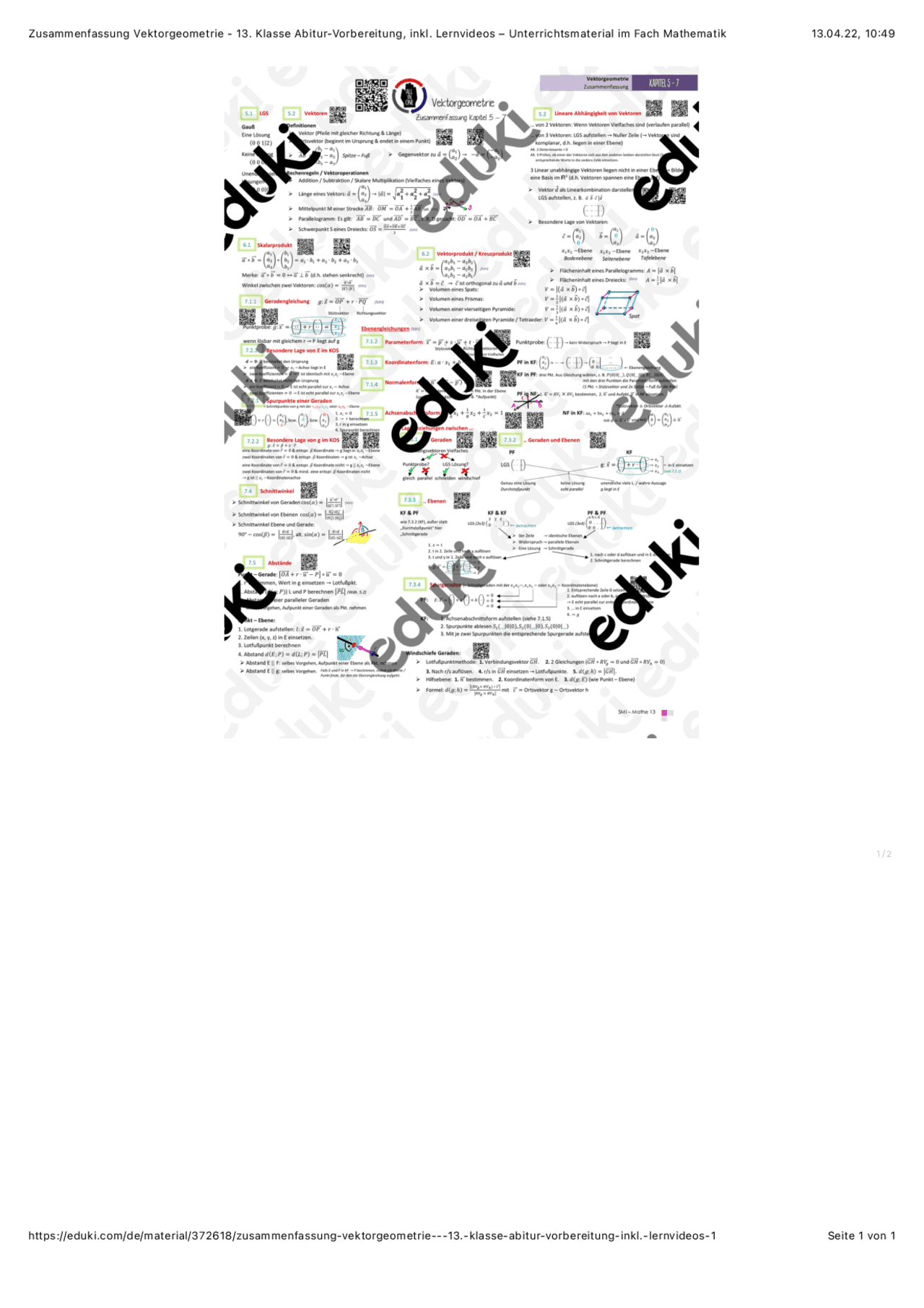 Abi Methe Zusammenfassung Schemes And Mind Maps Mathematik Docsity