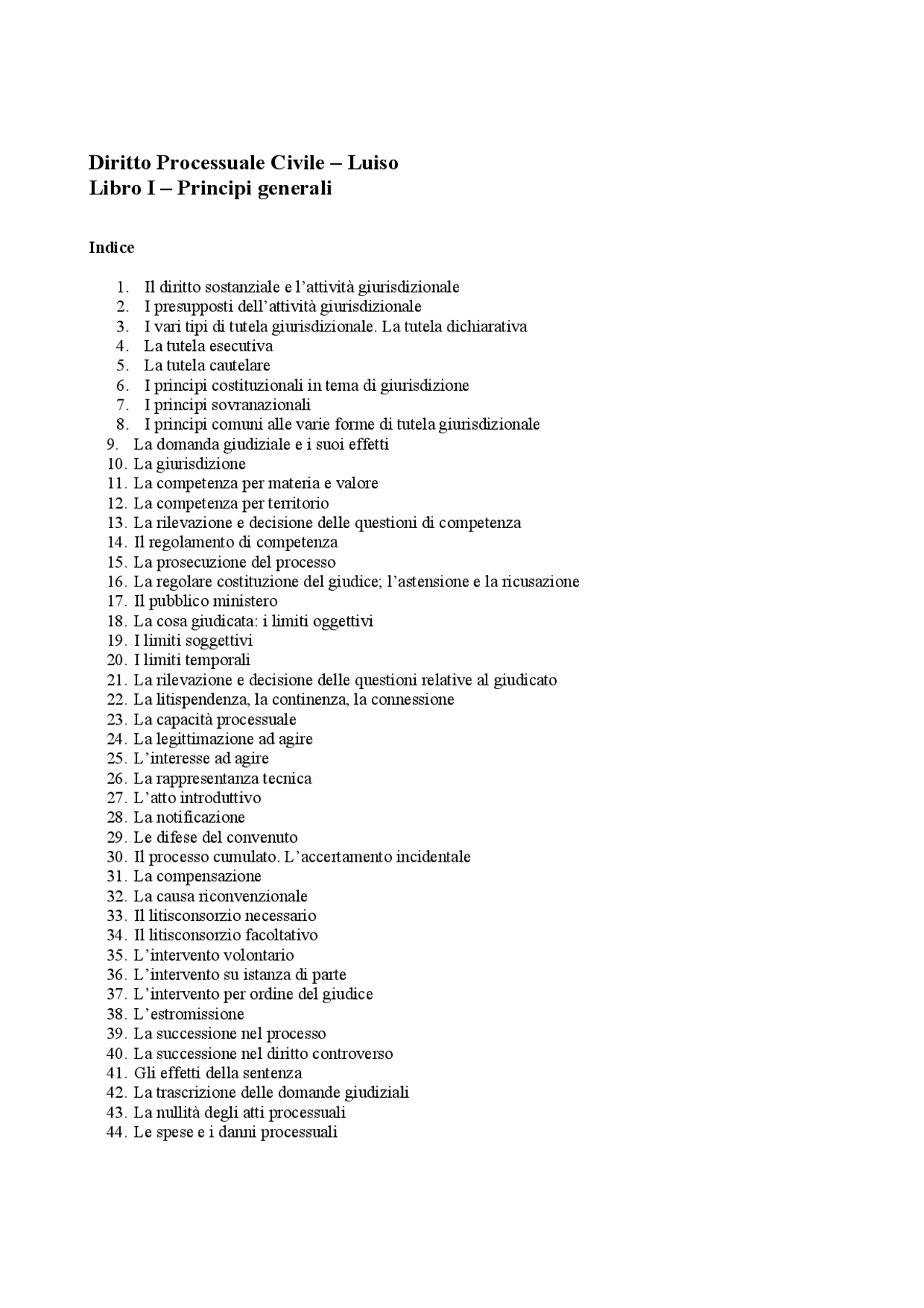 Riassunti Diritto Processuale Civile Luiso Vol I E Ii Ed 2020