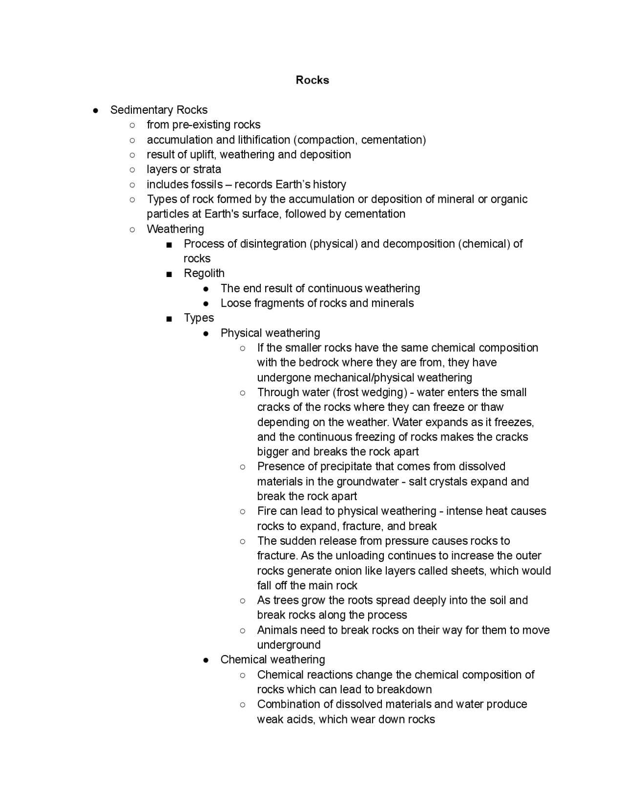 Rocks and Minerals - Earth Science | Study notes Earth science | Docsity