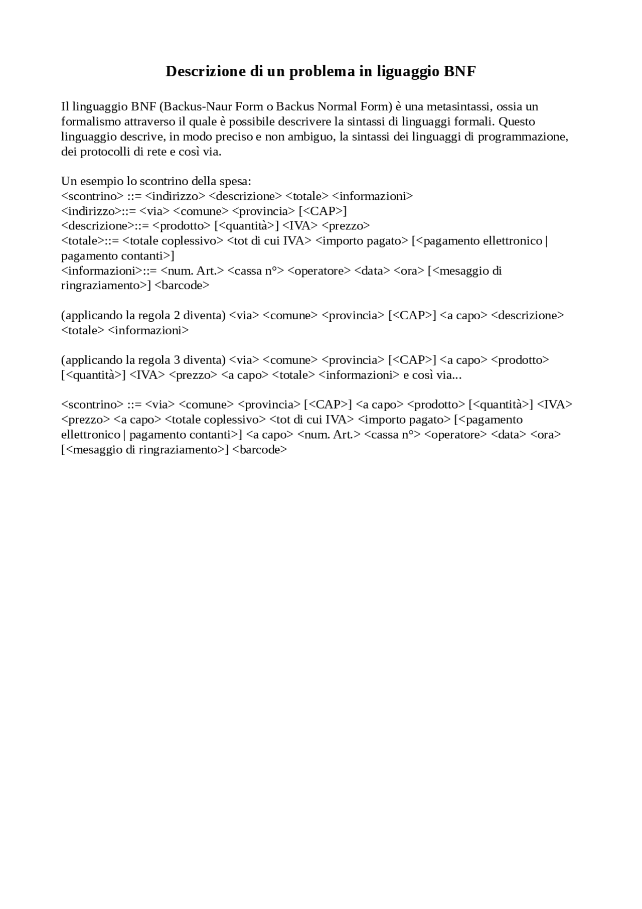 Esercizi Informatica Docsity