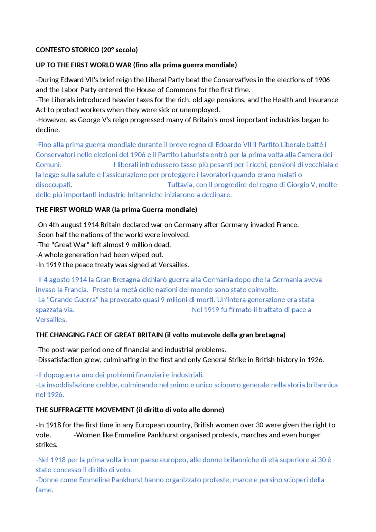 Contesto Storico Del Ventesimo Secolo Docsity