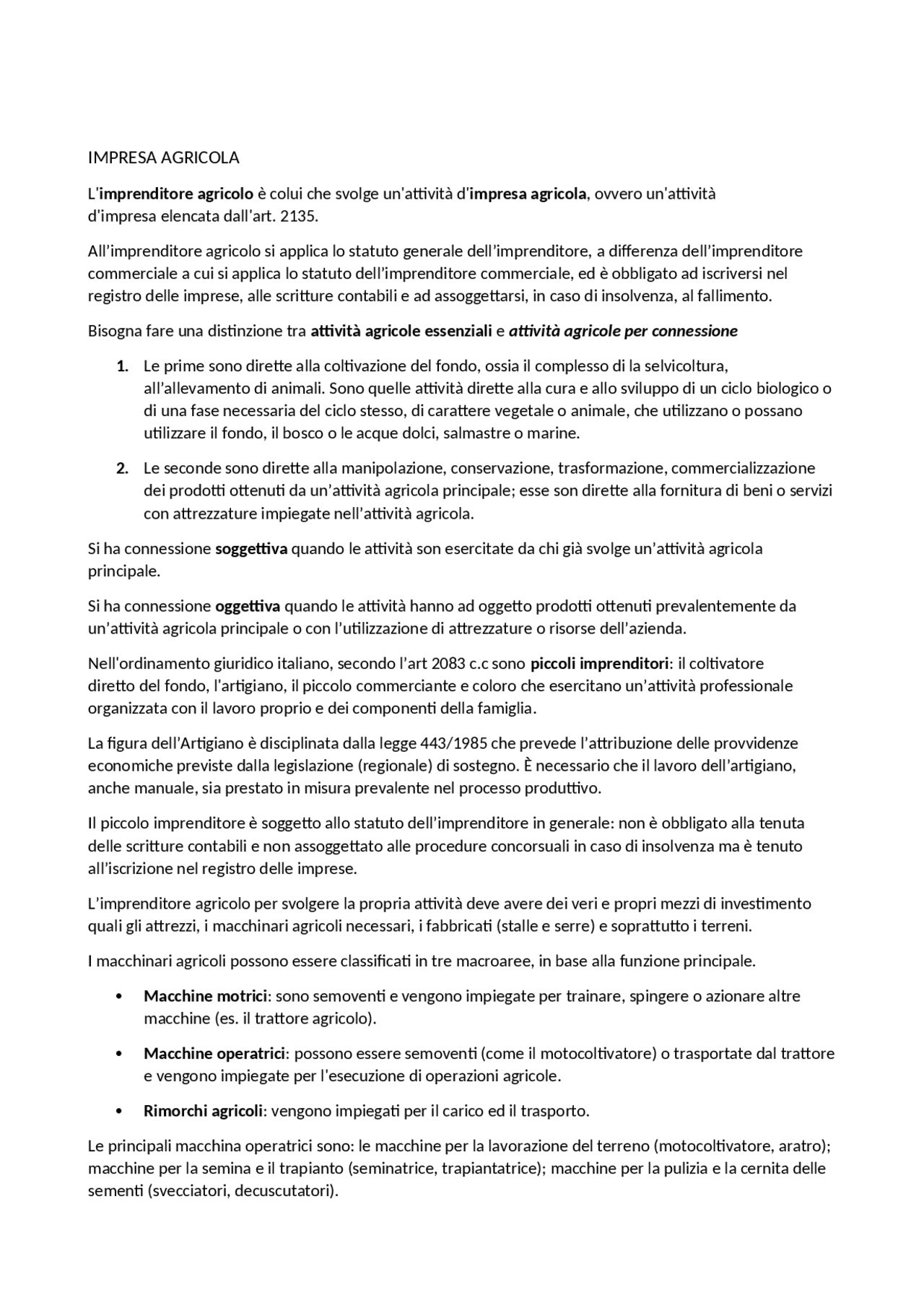 Limprenditore E Limpresa Agricola Docsity