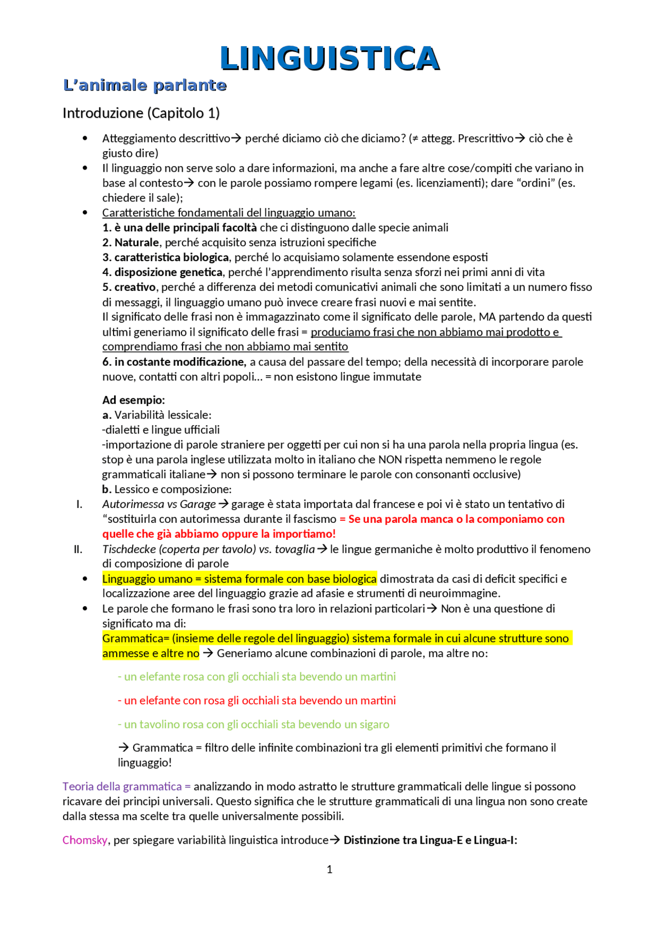 Appunti Linguistica Docsity