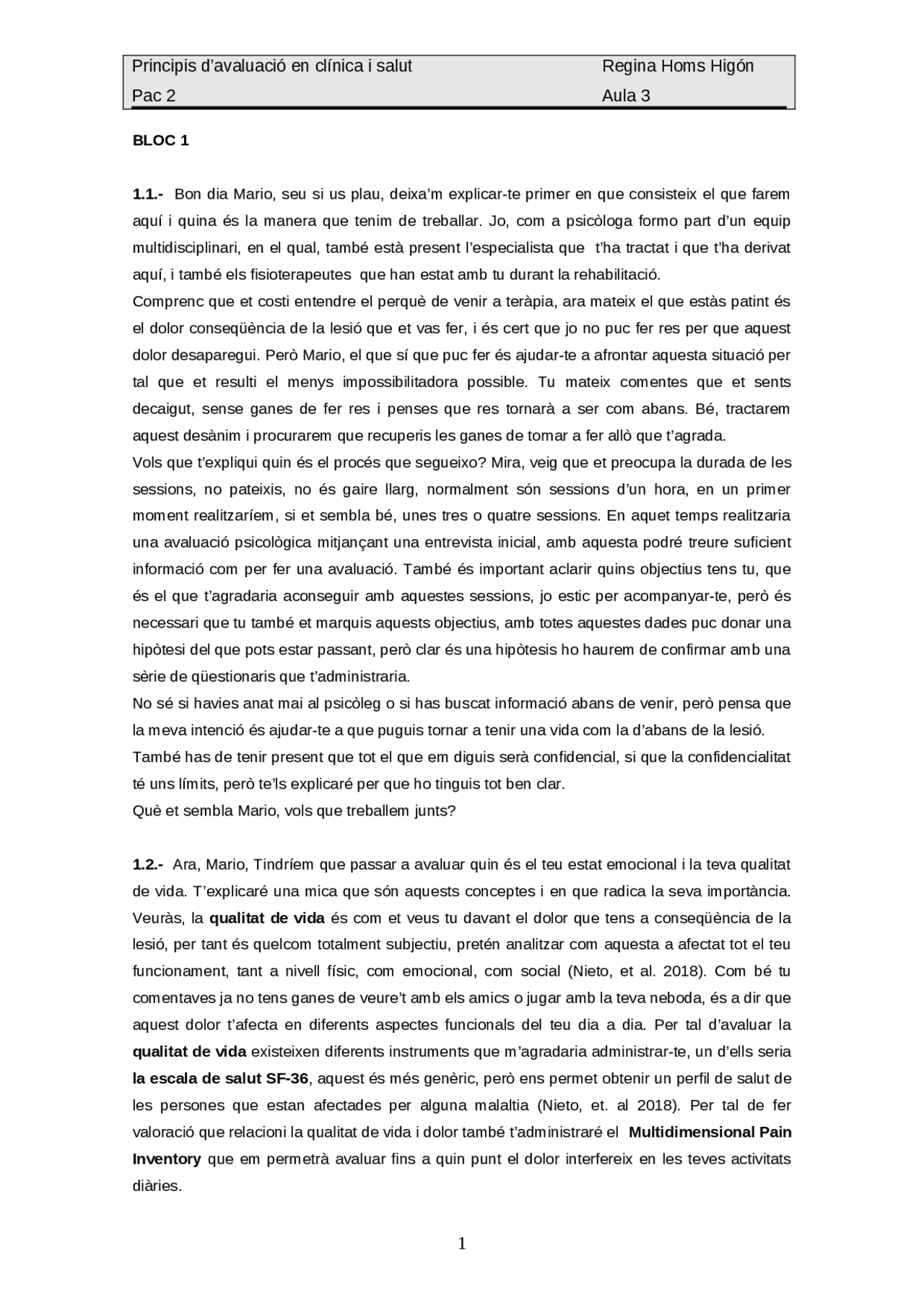 Pac 2 principios evaluación clinica - Docsity