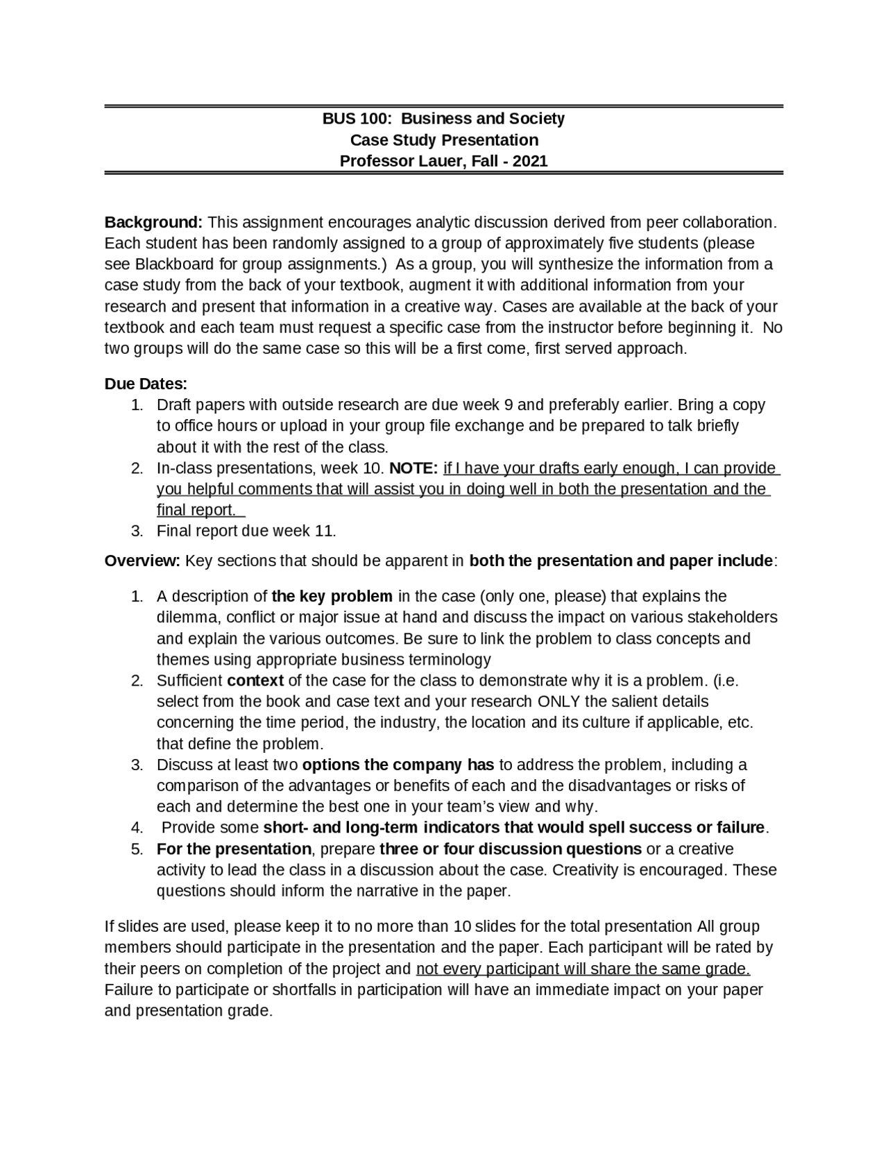 Case Study----> A small note - Docsity