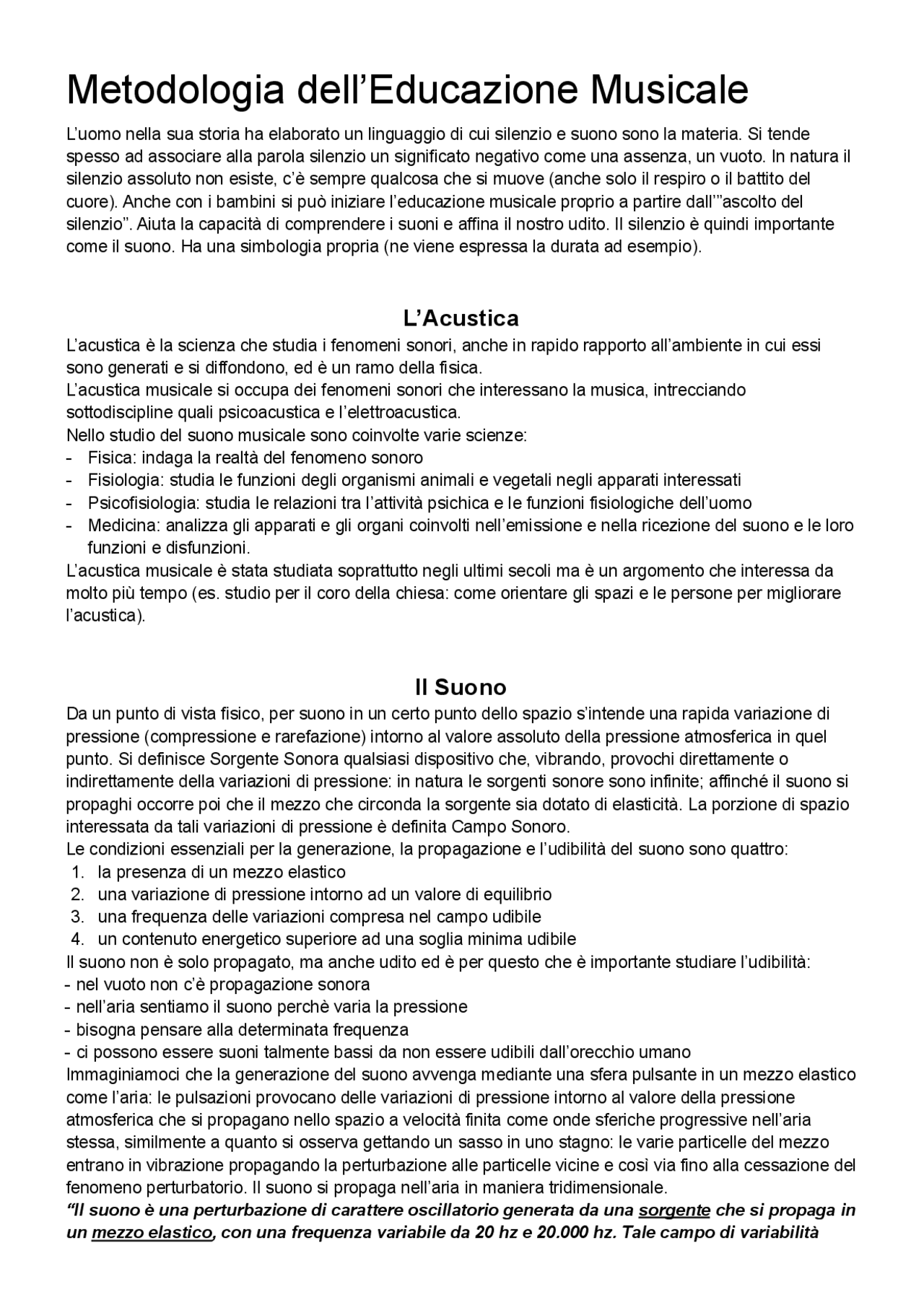 Metodologie Delleducazione Musicale Docsity