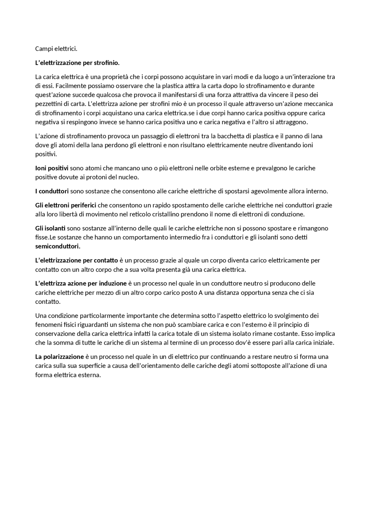 Fisica I Campi Elettrici Docsity