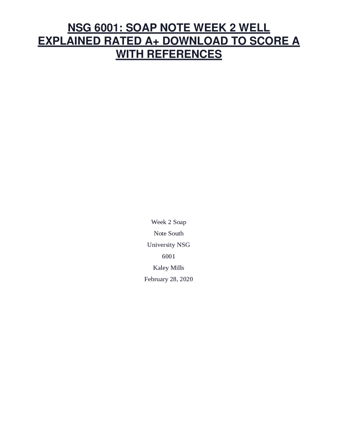 HUMAN RESOURCE 302: Musculoskeletal Soap Note WELL EXPLAINED RATED A+ ...