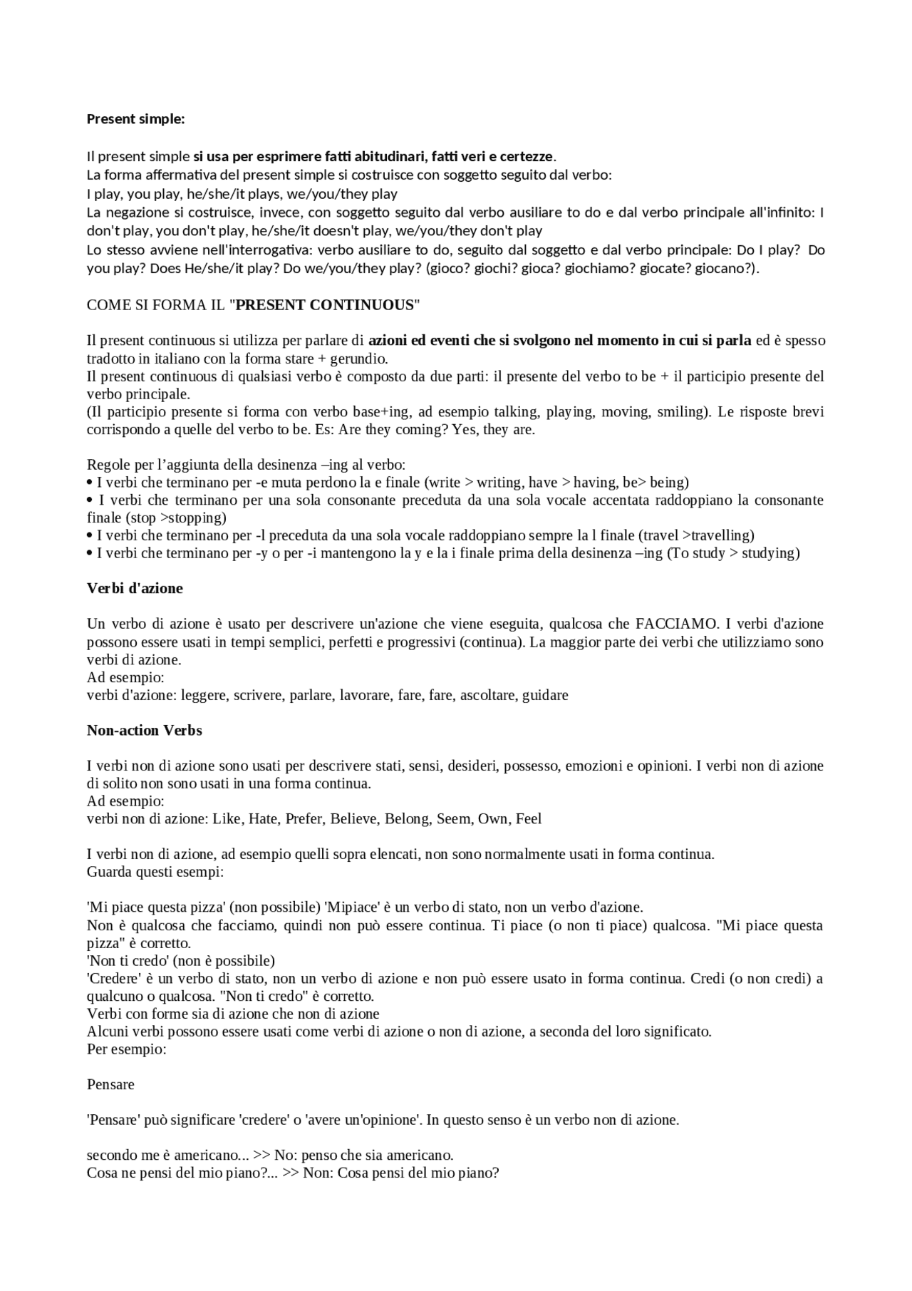 Spiegazione Grammaticale Di Lingua Inglese Docsity