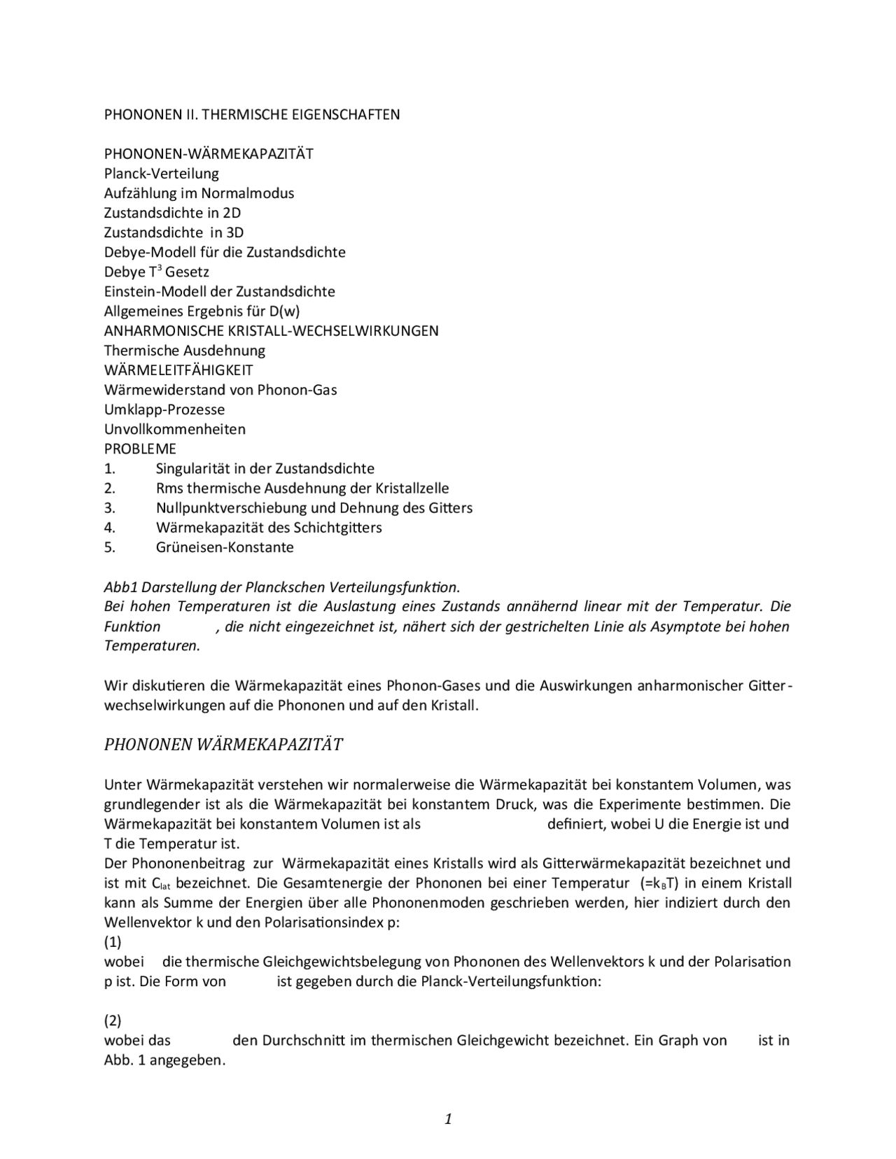 Phononen, 5. Teil der VO-Zusammenfassung (andere Teile folgen)molare ...