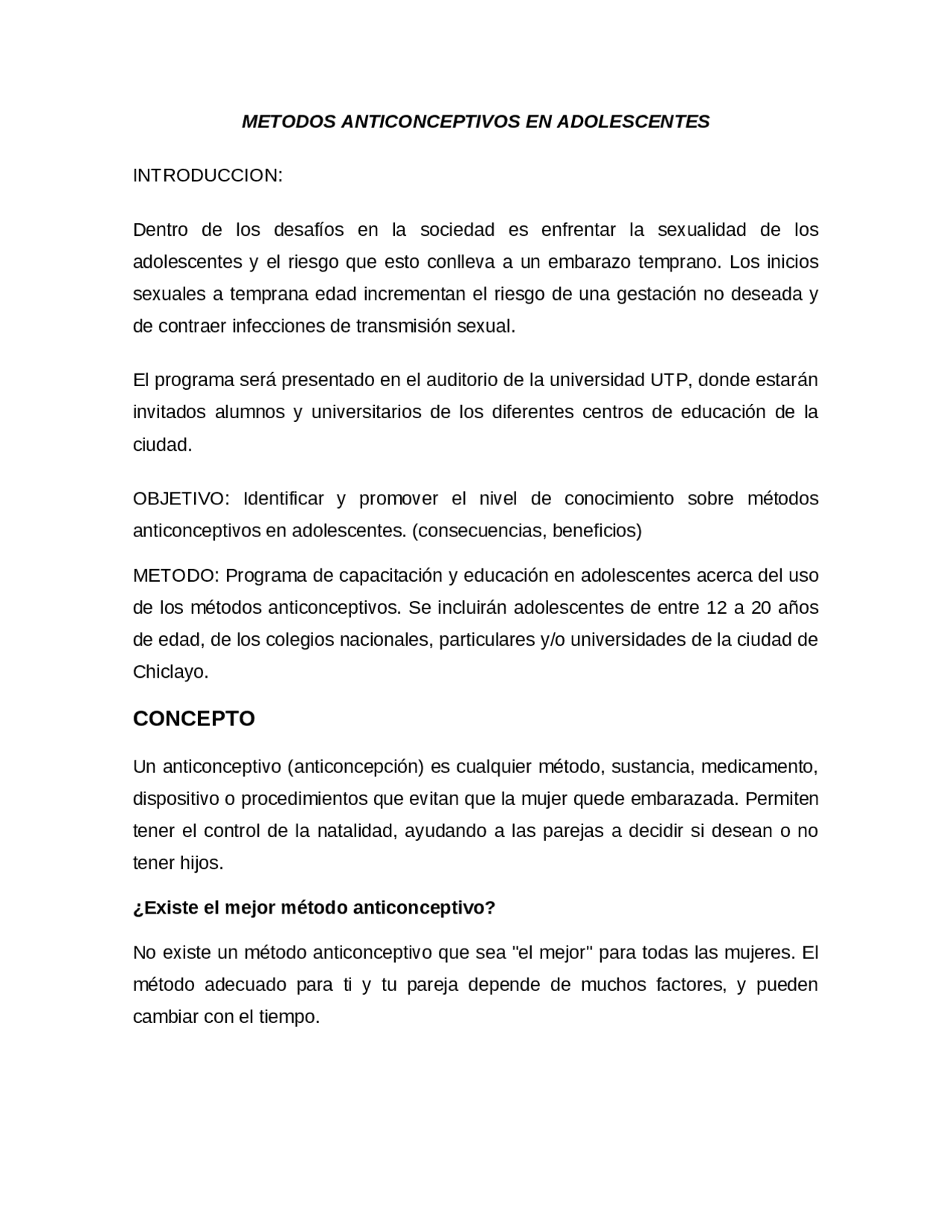 Metodos Anticonceptivos Docsity