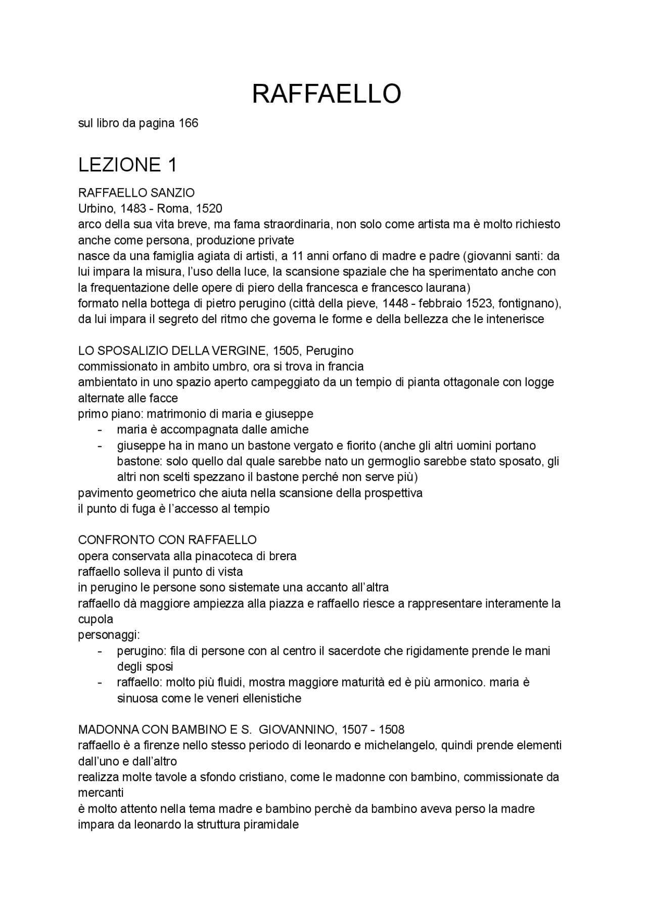 Opere Principali Di Raffaello Sanzio Docsity