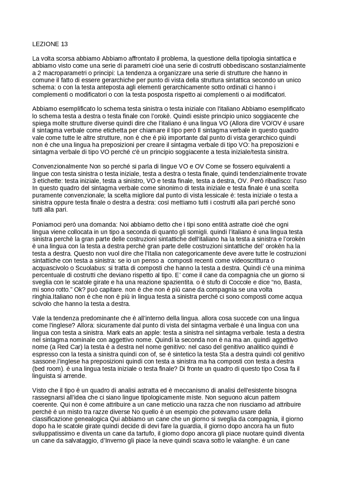 Ordine svo, ovs, osv, vso, vos - Docsity