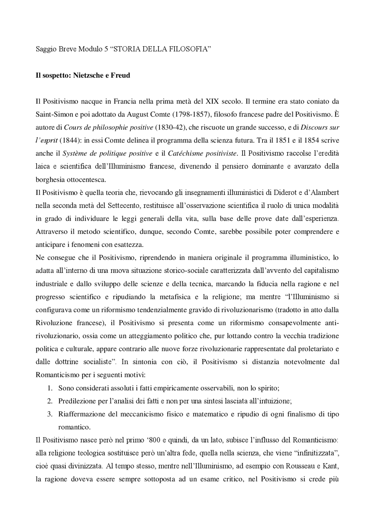 Saggio Breve Modulo 5 “STORIA DELLA FILOSOFIA” - Ass. Mnemosine - Docsity