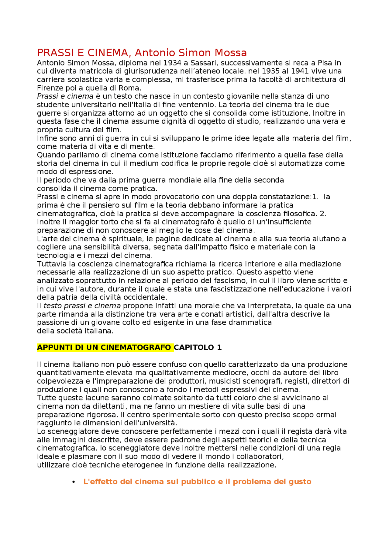 Riassunto Completo Del Libro Prassi E Cinema Docsity