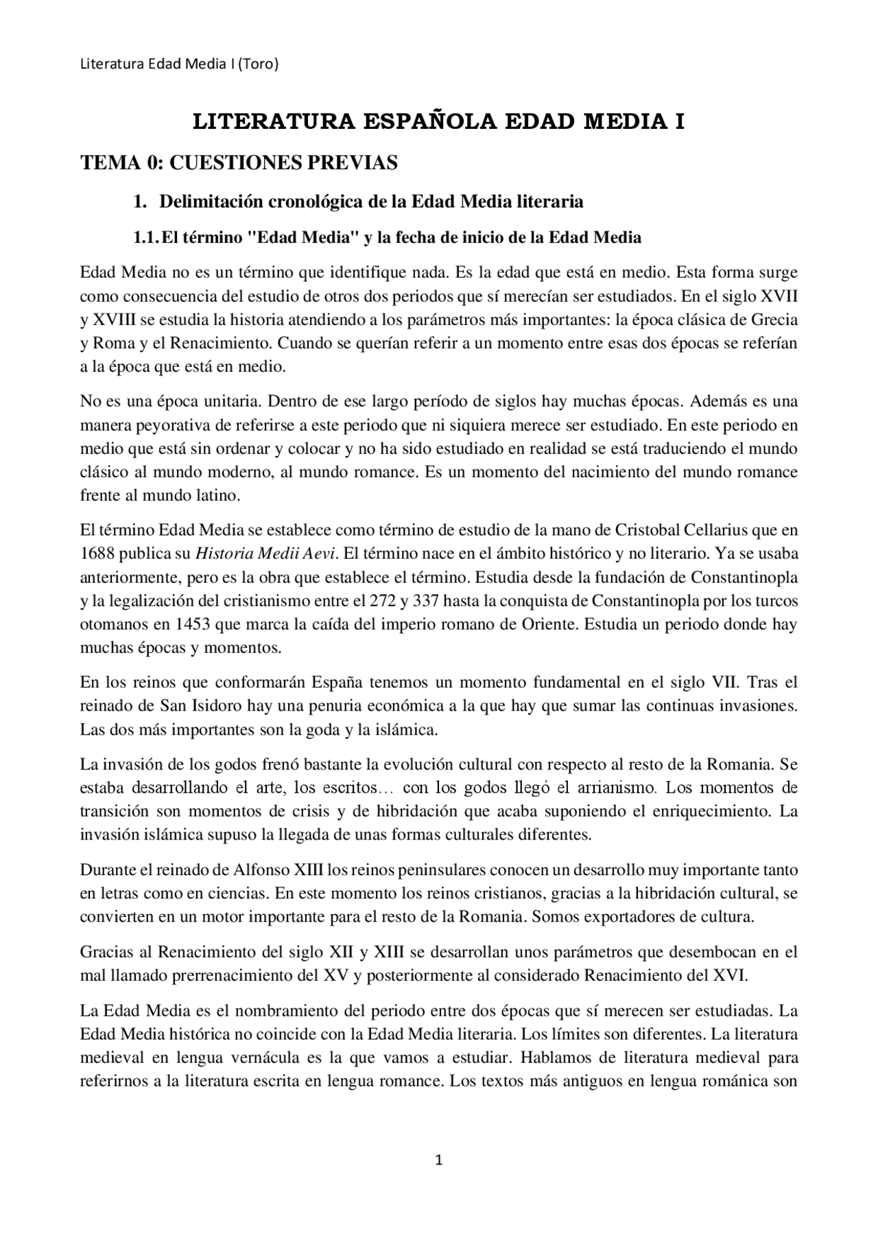 APUNTES COMPLETOS LIT. EDAD MEDIA I - Docsity