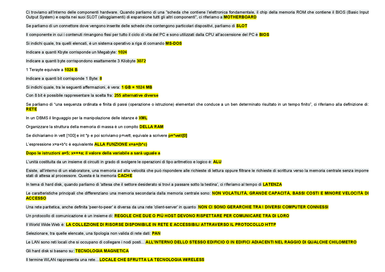 File Per Esame Sistemi Di Elaborazione Delle Informazioni Docsity