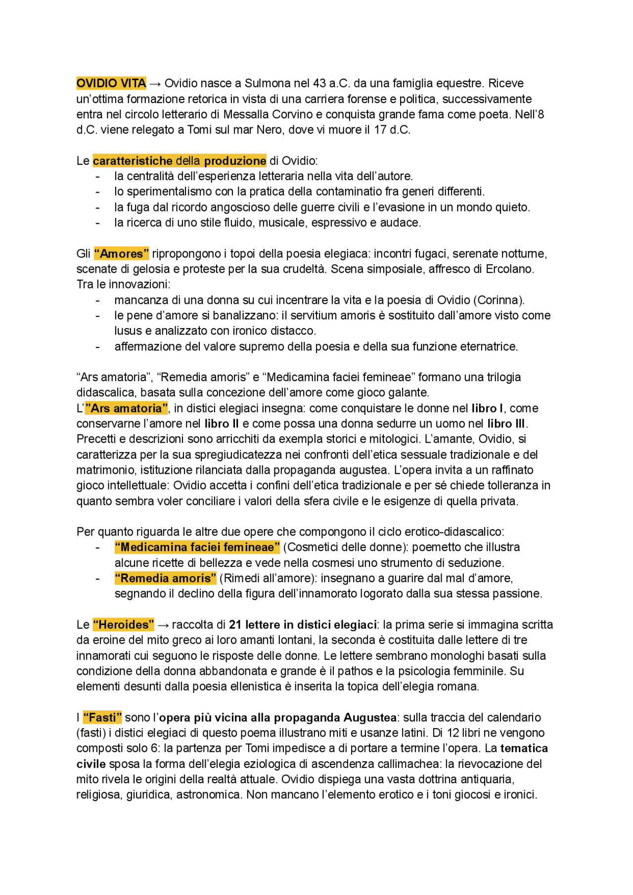 Properzio E Ovidio Letteratura Latina Docsity